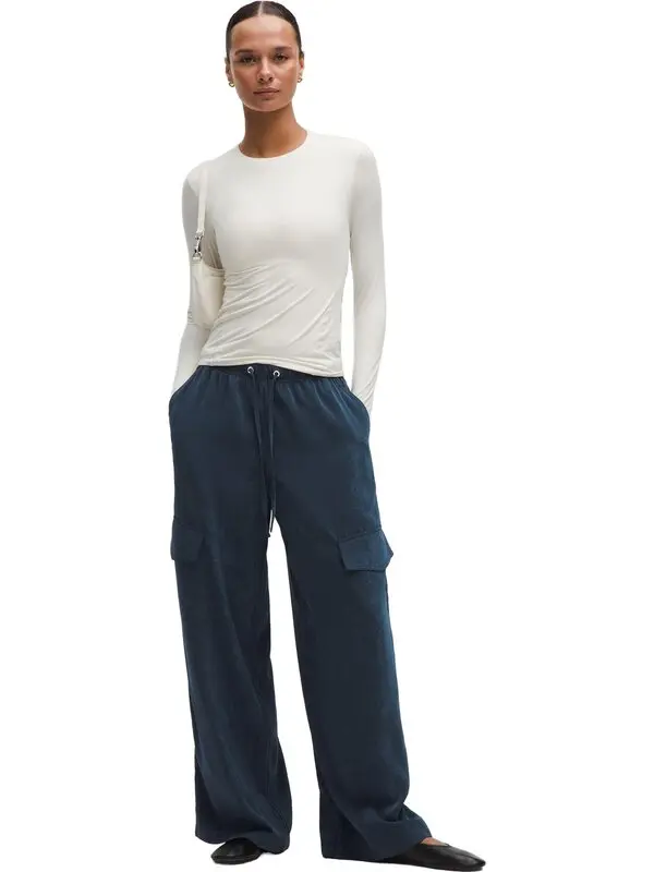 Lululemon Matte Satin Relaxed-fit Cargo Pants - True Navy