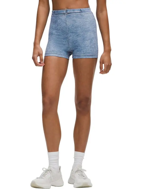Lululemon Everlux Denim-print 3" Short - Stone Twill Light Blue Multi