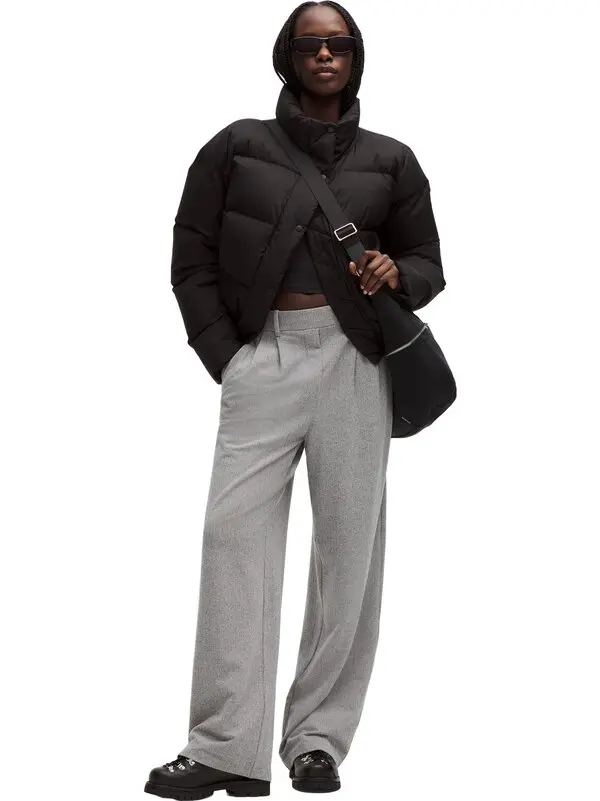 Lululemon Daydrift High-rise Wide-leg Trouser - Heathered Herringbone Heathered Black Dove Grey