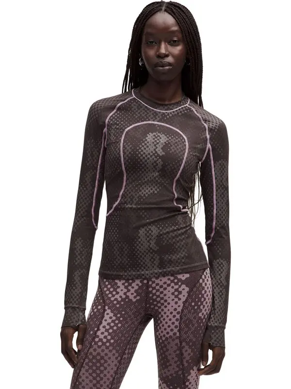Lululemon Jacquard Long-sleeve Shirt - From Afar Jacquard Black Sable Light Vapor