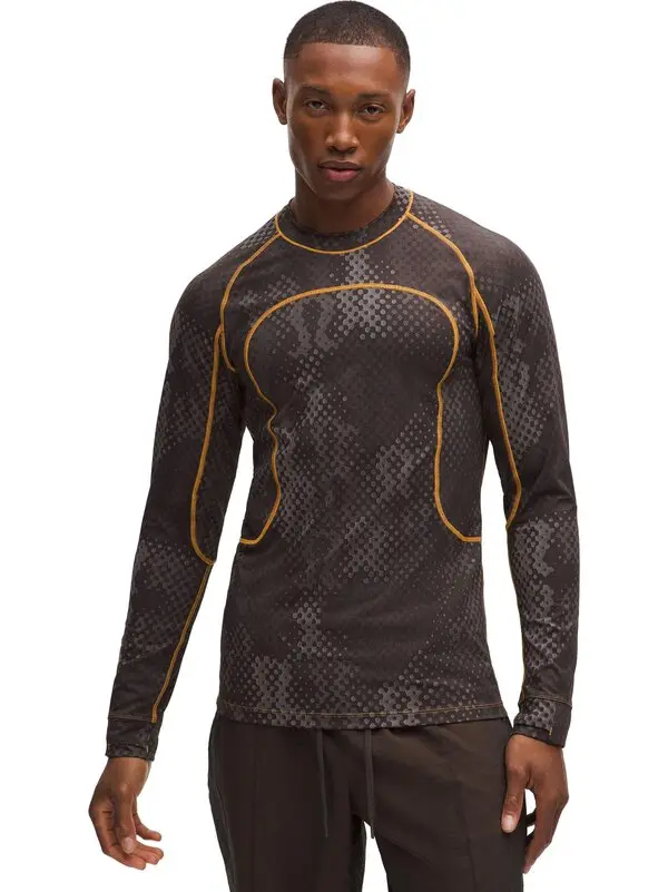 Lululemon Jacquard Tight-fit Long-sleeve Shirt - From Afar Jacquard Black Sable Light Vapor