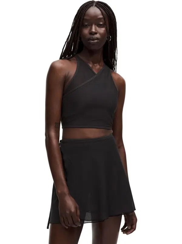 Lululemon Mesh Cross-front Cropped Tank Top - Black/yellow Serpentine