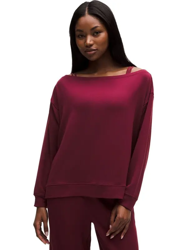 Lululemon Becalm Oversized Boatneck Long-sleeve Shirt - Burgundy Bay