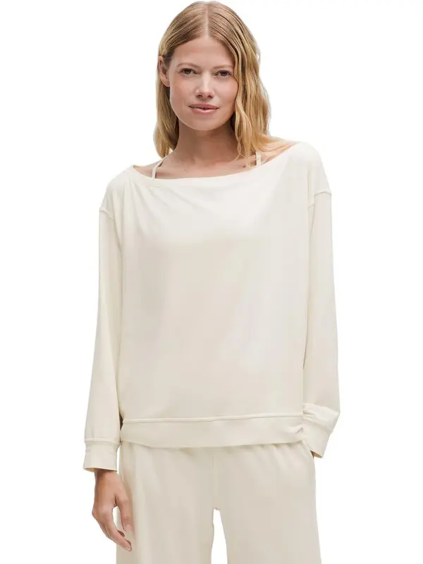 Lululemon Becalm Oversized Boatneck Long-sleeve Shirt - Light Ivory