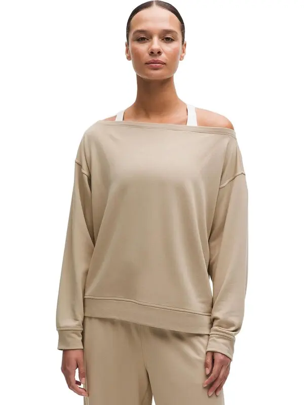 Lululemon Becalm Oversized Boatneck Long-sleeve Shirt - Wacky Khaki