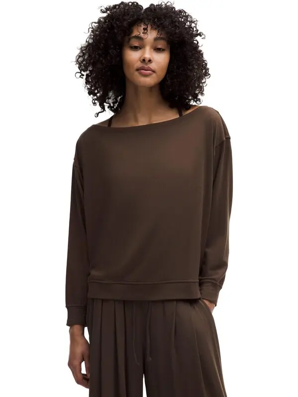 Lululemon Becalm Oversized Boatneck Long-sleeve Shirt - Walnut Crunch