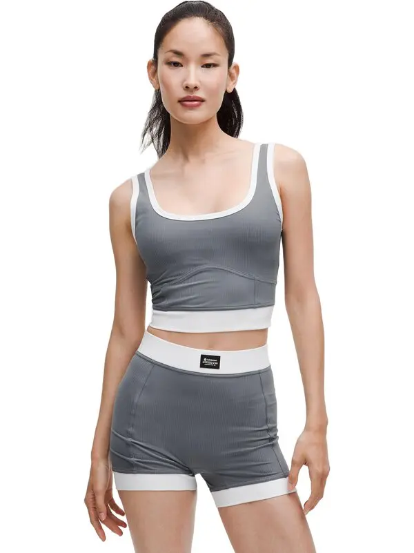 Lululemon Ribbed Nulu Cropped Tank Top - Solar Grey/white