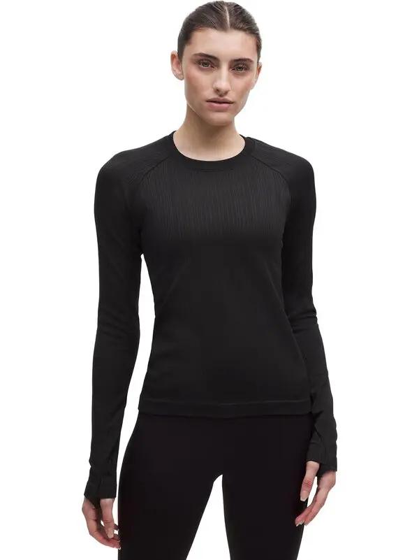 Lululemon Rest Less Variegated Ribbed Pullover - Contour Variegated Rib Black