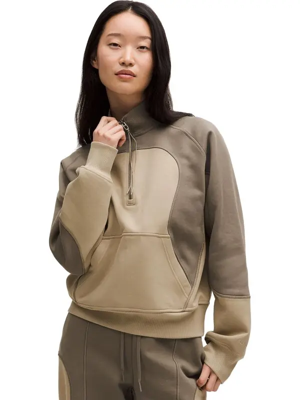 Lululemon Cotton Fleece Relaxed-fit Half Zip - Nomad/sheer Oak