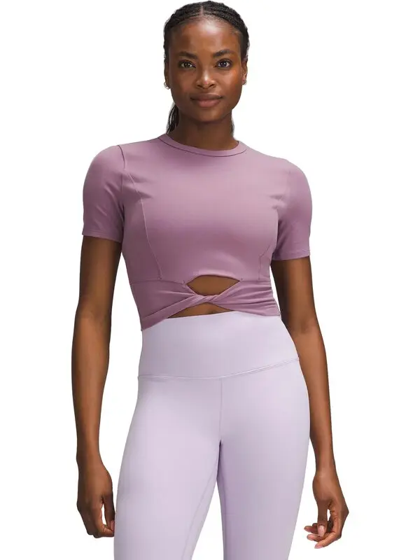 Lululemon Cropped Nulu Twist-hem Short-sleeve Shirt - Cyber Violet