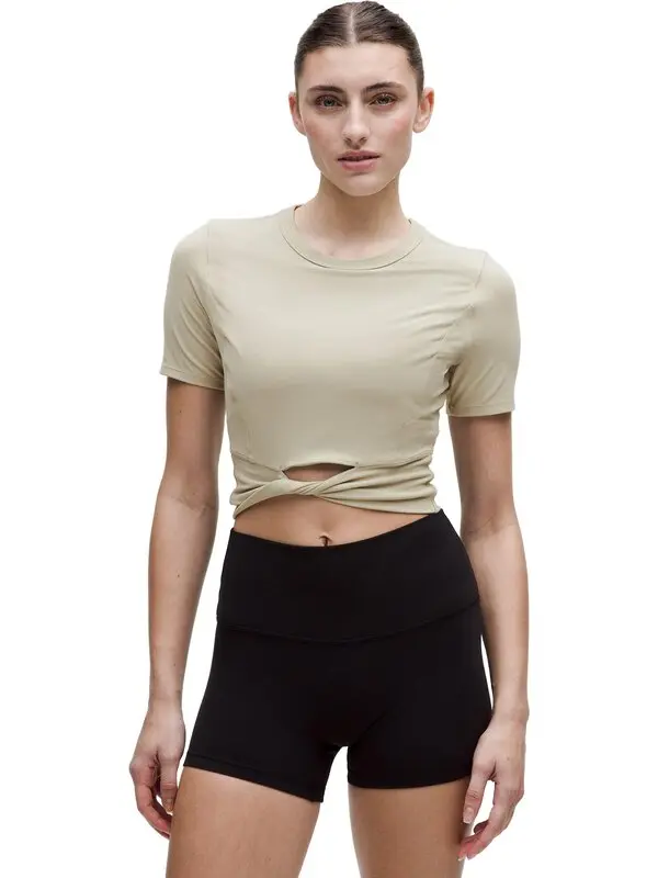 Lululemon Cropped Nulu Twist-hem Short-sleeve Shirt - Raw Linen