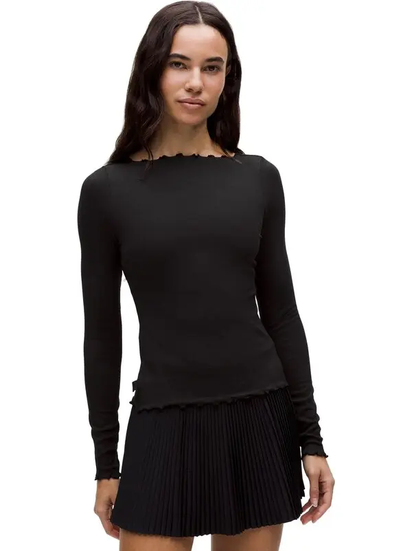 Lululemon Lettuce-edge Boatneck Long-sleeve Top - Black