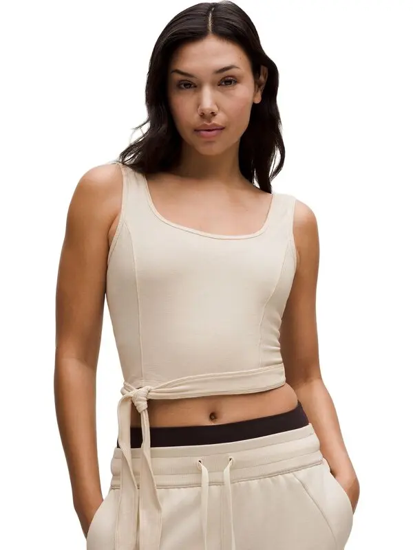 Lululemon Side-tie Cropped Tank Top - White Opal