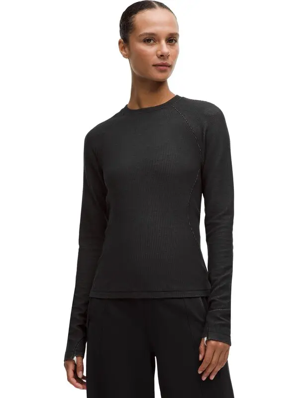 Lululemon Waffle-knit Crewneck Base Layer - Heathered Black
