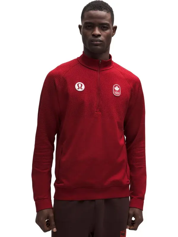 Lululemon Team Canada Engineered Warmth Half Zip - Dark Sport Red/dark Sport Red