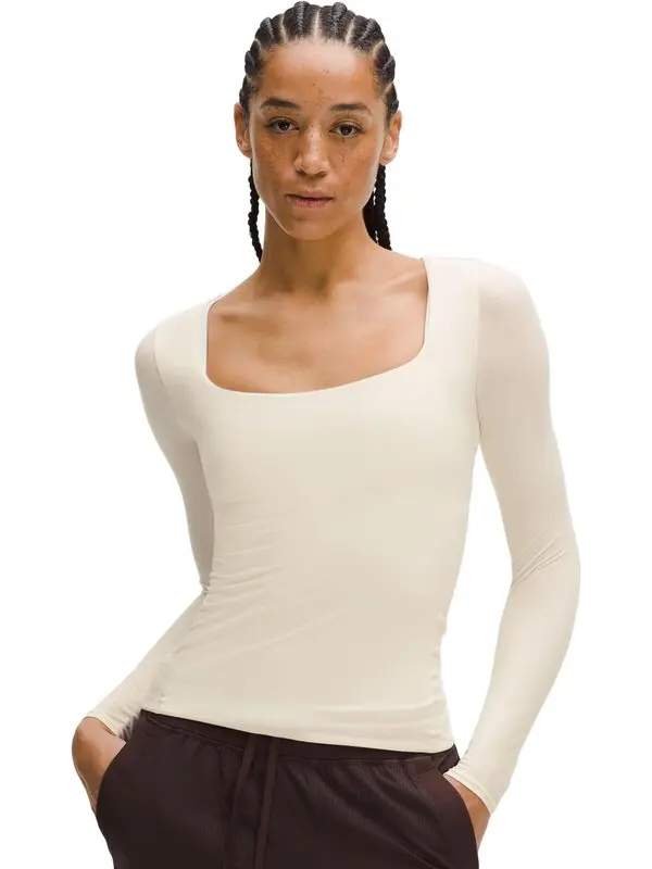 Lululemon Ultra-soft Nulu Square-neck Long-sleeve Shirt - Coconut Ivory
