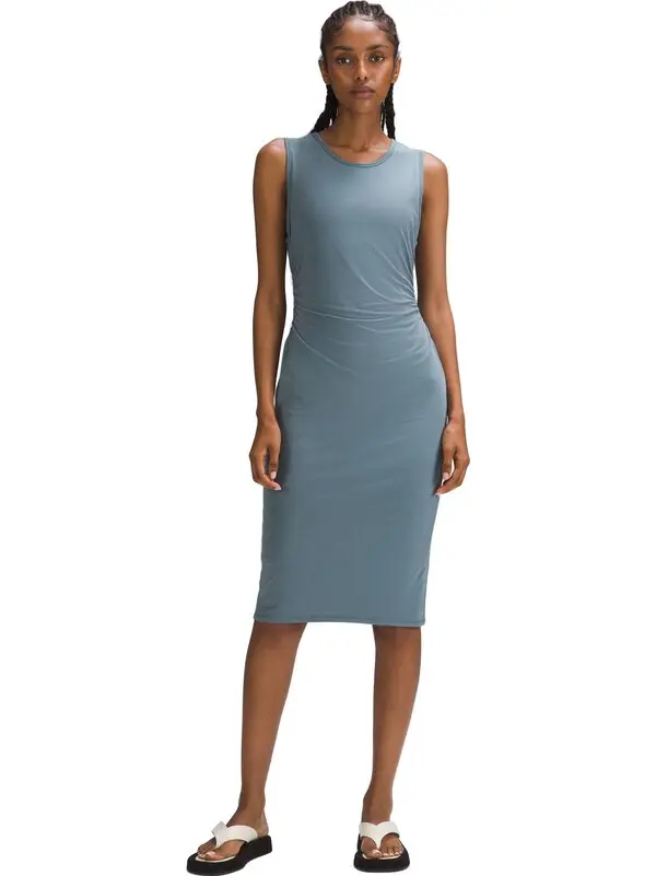 Lululemon Shirred Cotton Midi Tank Dress - Blue Charcoal