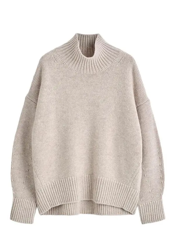 Cos Chunky Mock-neck Wool Sweater - Light Beige