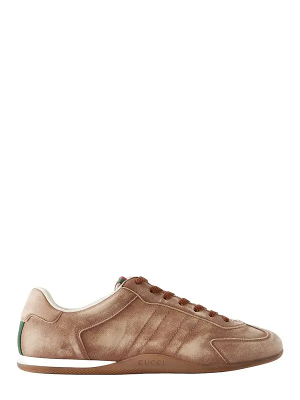 Gucci Rochelle Leather Sneakers - Beige
