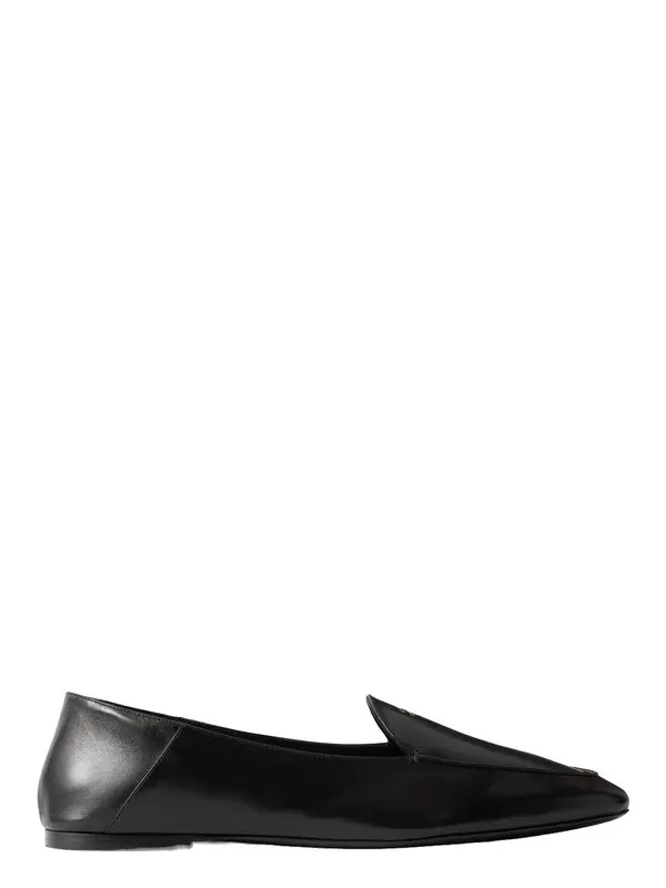 Celine Triomphe Logo-embossed Leather Slippers - Black