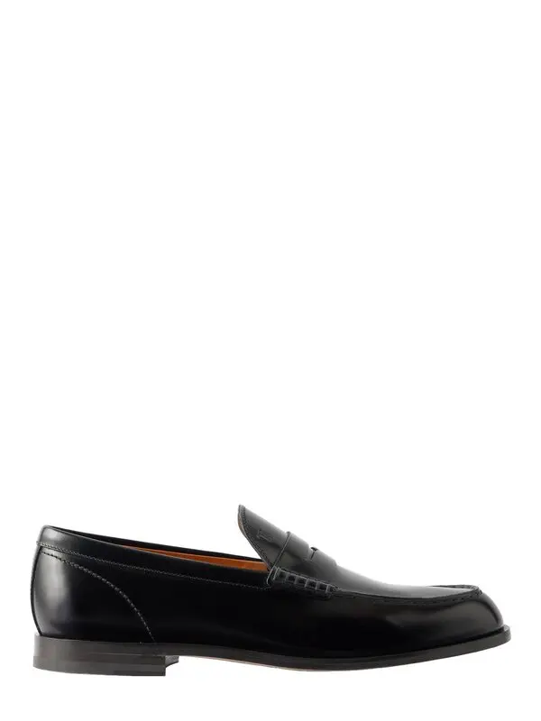 TOD'S Leather Penny Loafers - Black