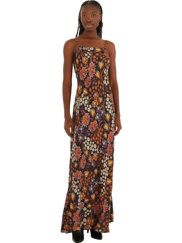 Farm Rio Lili Floral Maxi Slip Dress - Lili Black