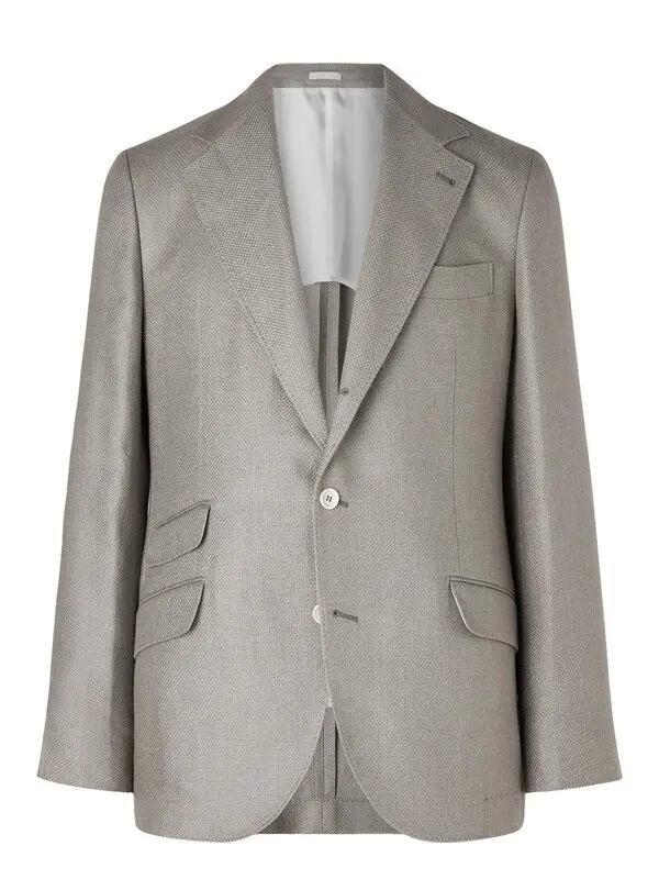 Brunello Cucinelli Silk, Linen And Wool-blend Blazer - Gray