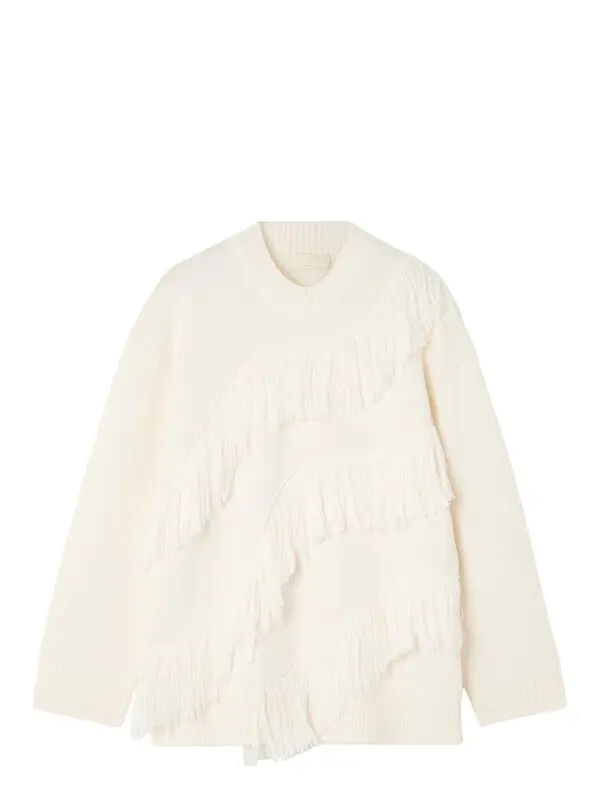 Ulla Johnson Ina Fringed Wool Sweater - Cream