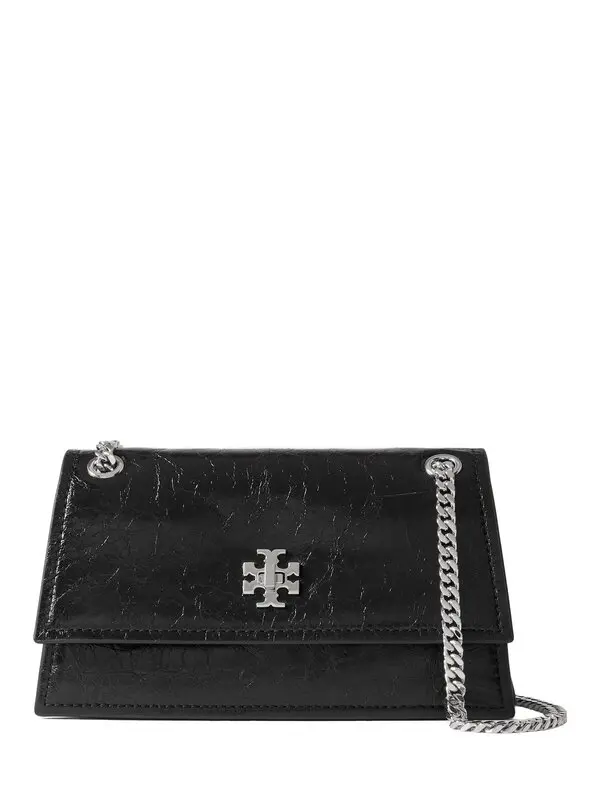 Tory Burch Kira Turnlock Mini Crinkled-leather Shoulder Bag - Black