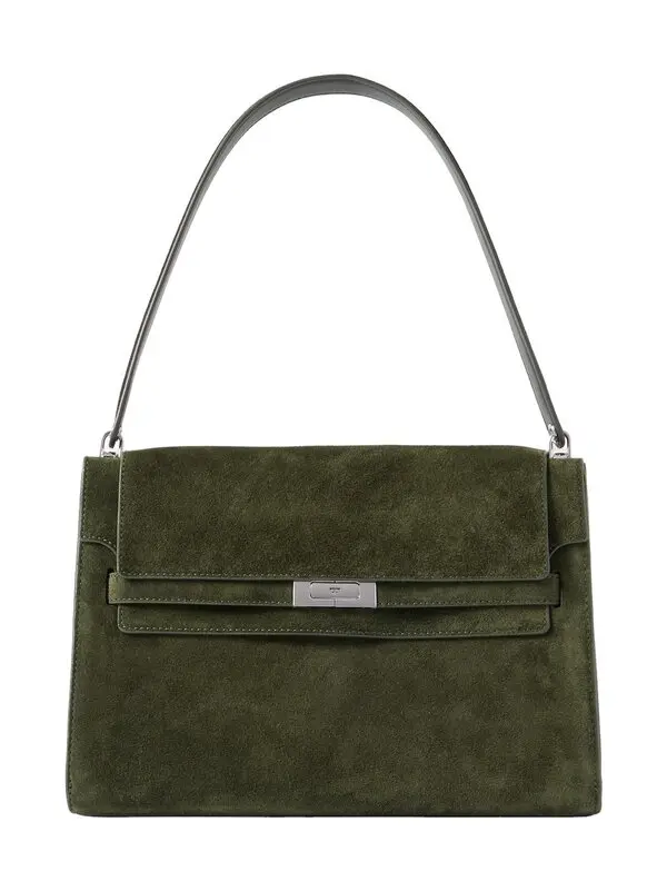 Tory Burch Lee Radziwill Large Suede Shoulder Bag - Green