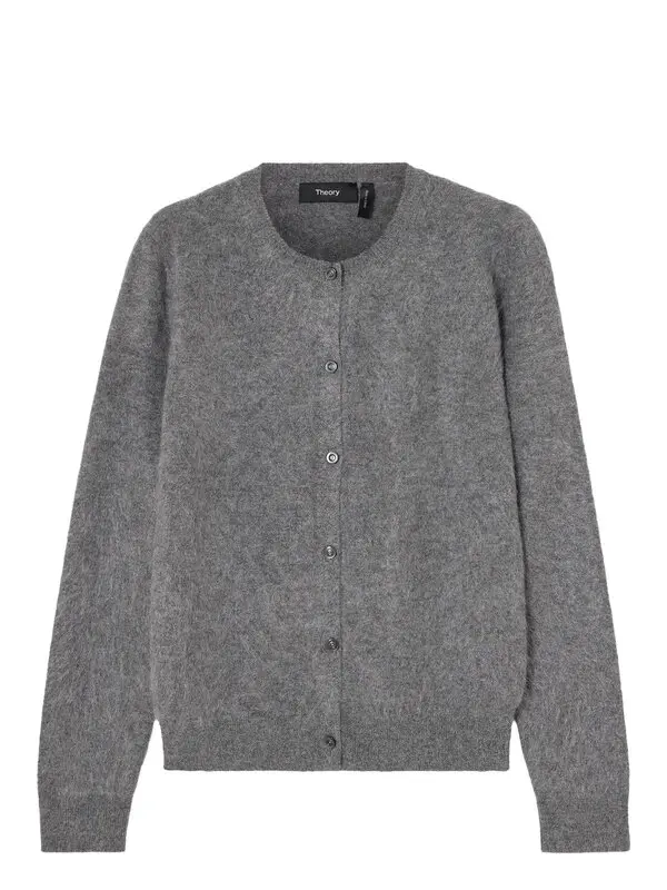 Theory Brushed Cashmere Slim Fit Cardigan - Gray