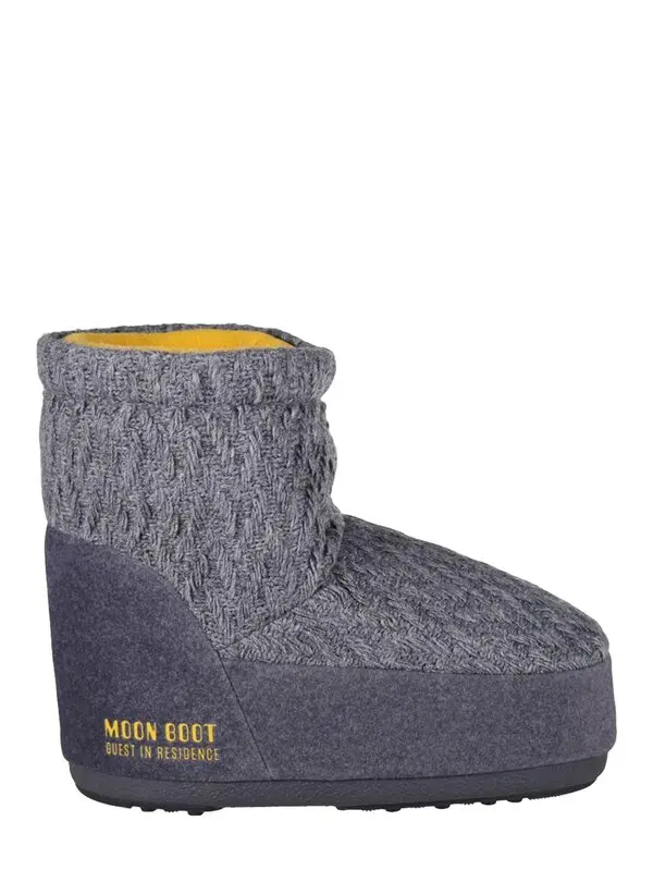 Moon Boot Textured Knit Ankle Boots - Grey