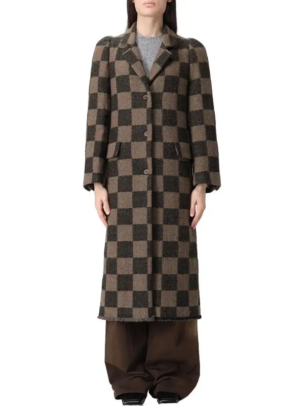 UMA WANG Checked Coat - Brown