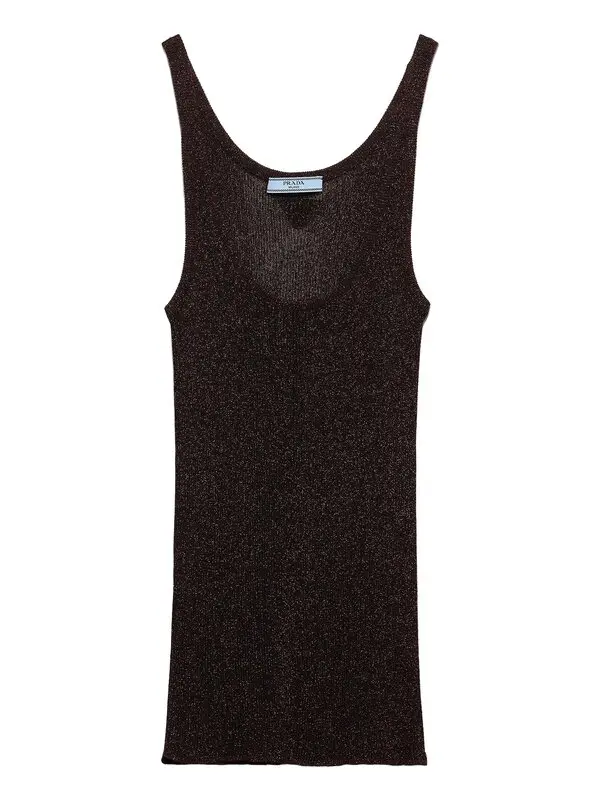 Prada Lamé Tank Top - Brown