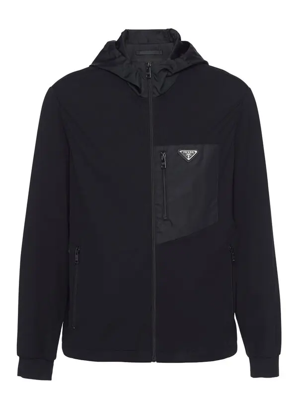 Prada Technical Cotton And Re-nylon Cardigan - Black