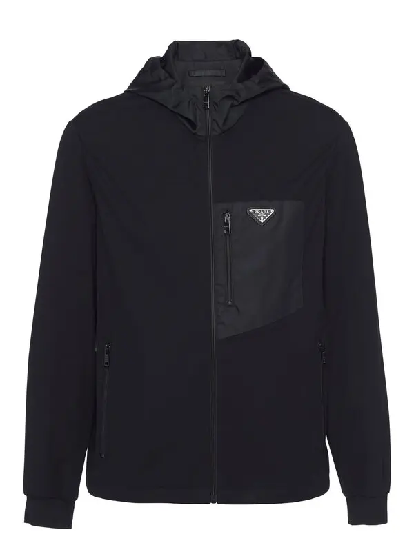 Prada Technical Cotton And Re-nylon Cardigan - Black
