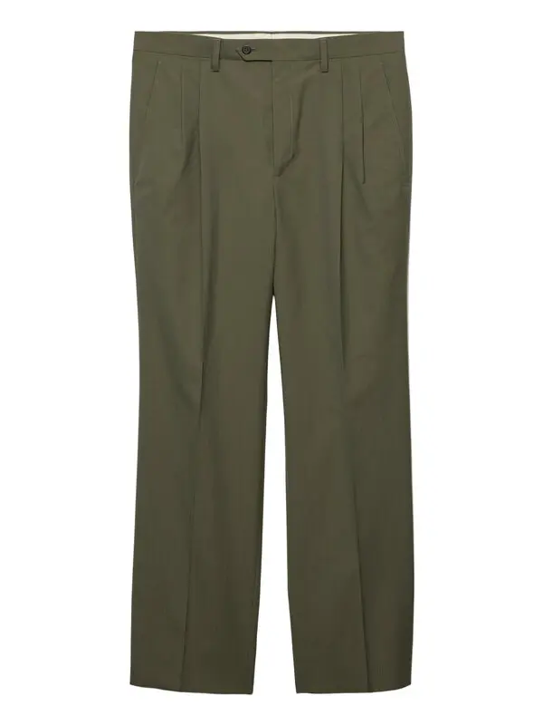 Prada Wide-leg Wool Pants - Forest Green
