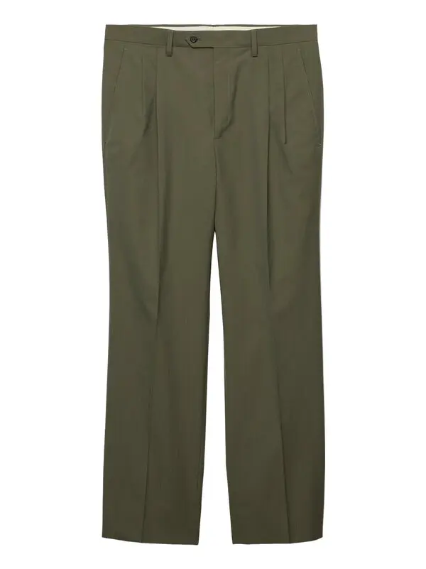 Prada Wide-leg Wool Trousers - Green