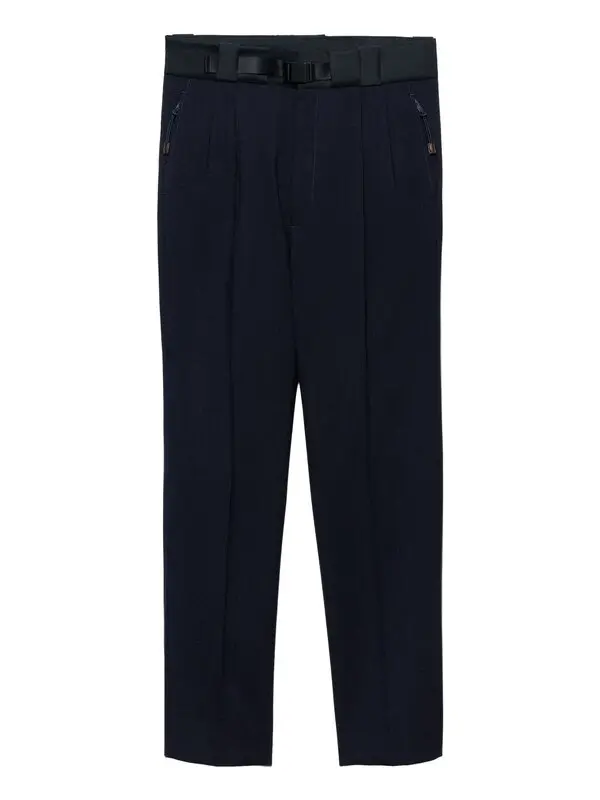 Prada Wool Slim Fit Pants With Technical Details - Navy