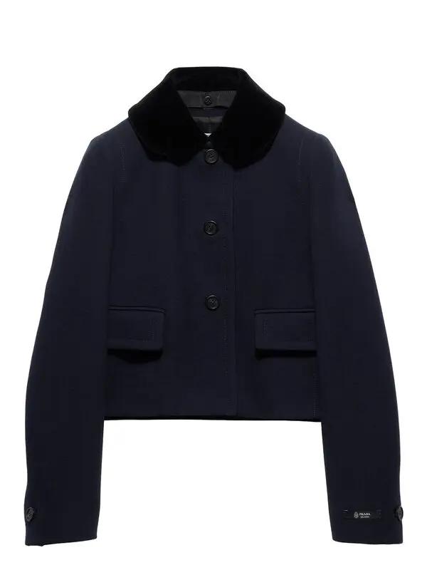 Prada Single-breasted Natté Fabric Jacket - Navy