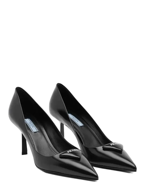 Prada Brushed Leather Pumps - Black