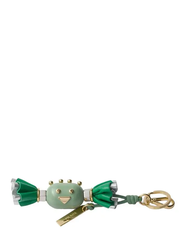 Prada Plexiglas And Leather Key Ring Charm - Green