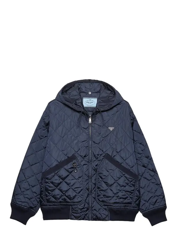 Prada Re-nylon Blouson Jacket With Hood - Blue