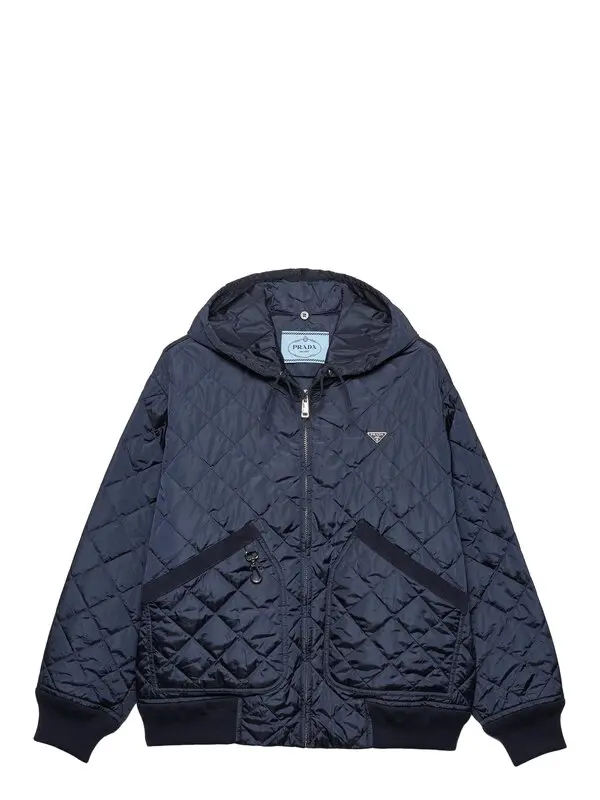 Prada Re-nylon Blouson Jacket With Hood - Royal Blue