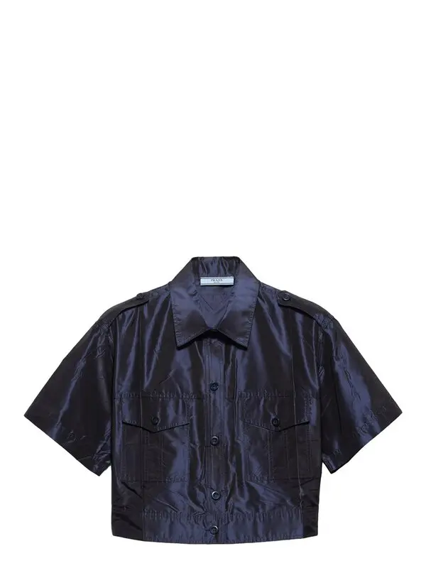Prada Cropped Taffeta Shirt - Blue