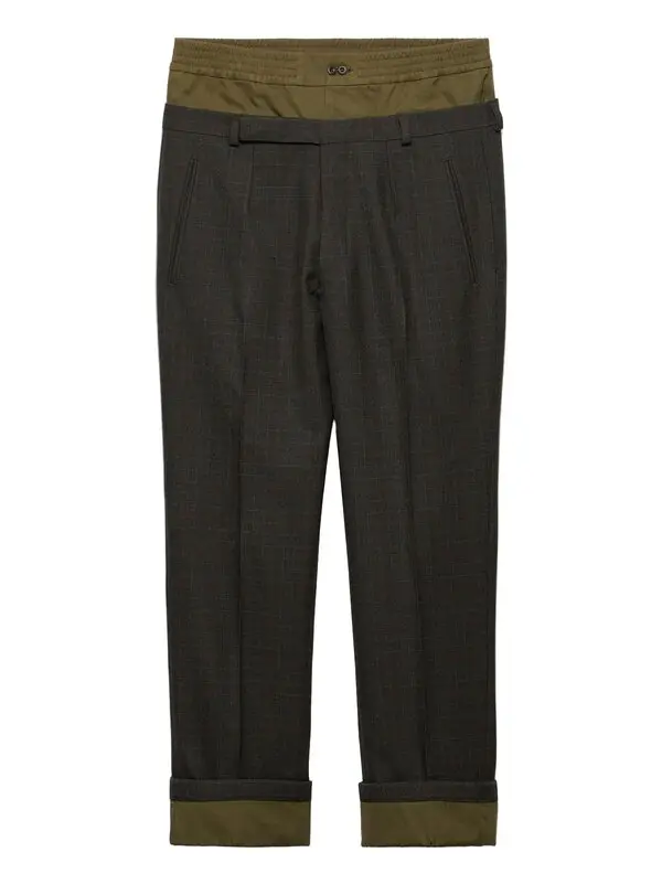 Prada Wool Pants With Cotton Details - Forest Green