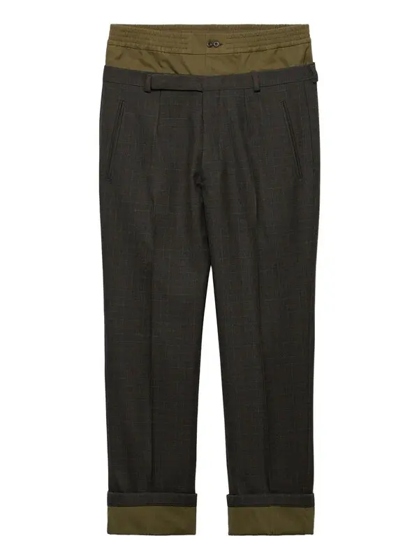 Prada Wool Pants With Cotton Details - Green