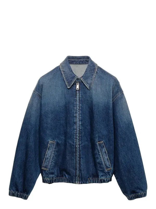 Prada Washed Denim Blouson Jacket - Navy