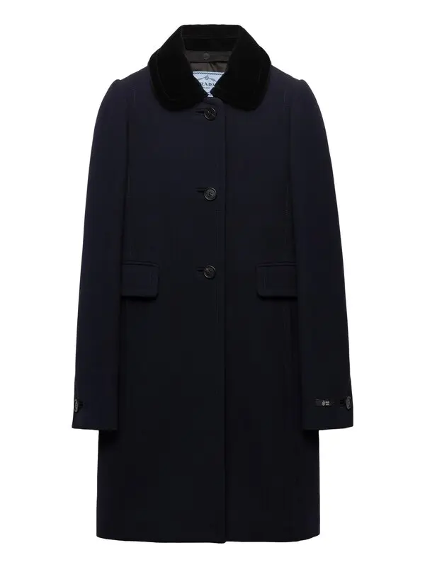 Prada Single-breasted Natté Fabric Coat - Blue