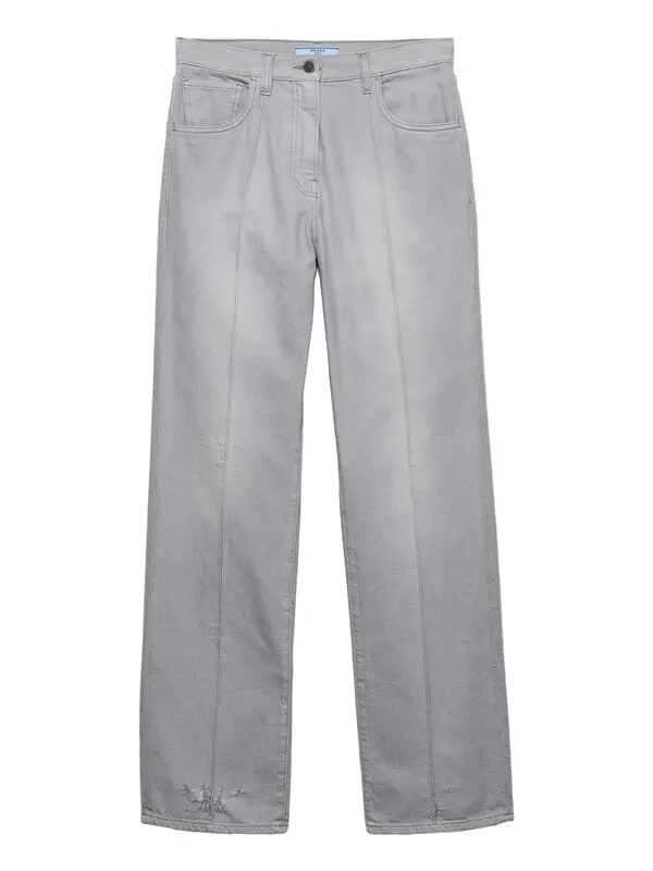 Prada Washed Straight-leg Denim Jeans - Grey